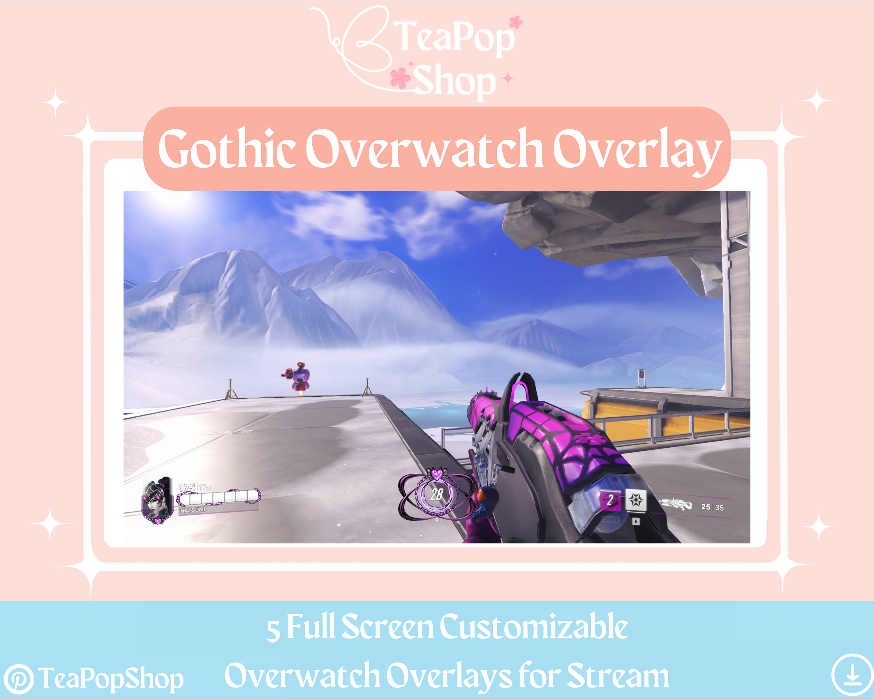 Goth Purple Overwatch Stream Overlay for Twitch Customizable Twitch ...