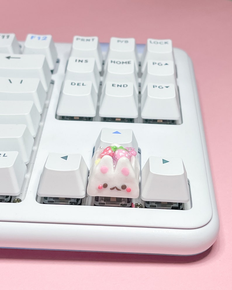 Strawberry Bunny Rabbit Artisan Handmade Keycap for Mechanical ...
