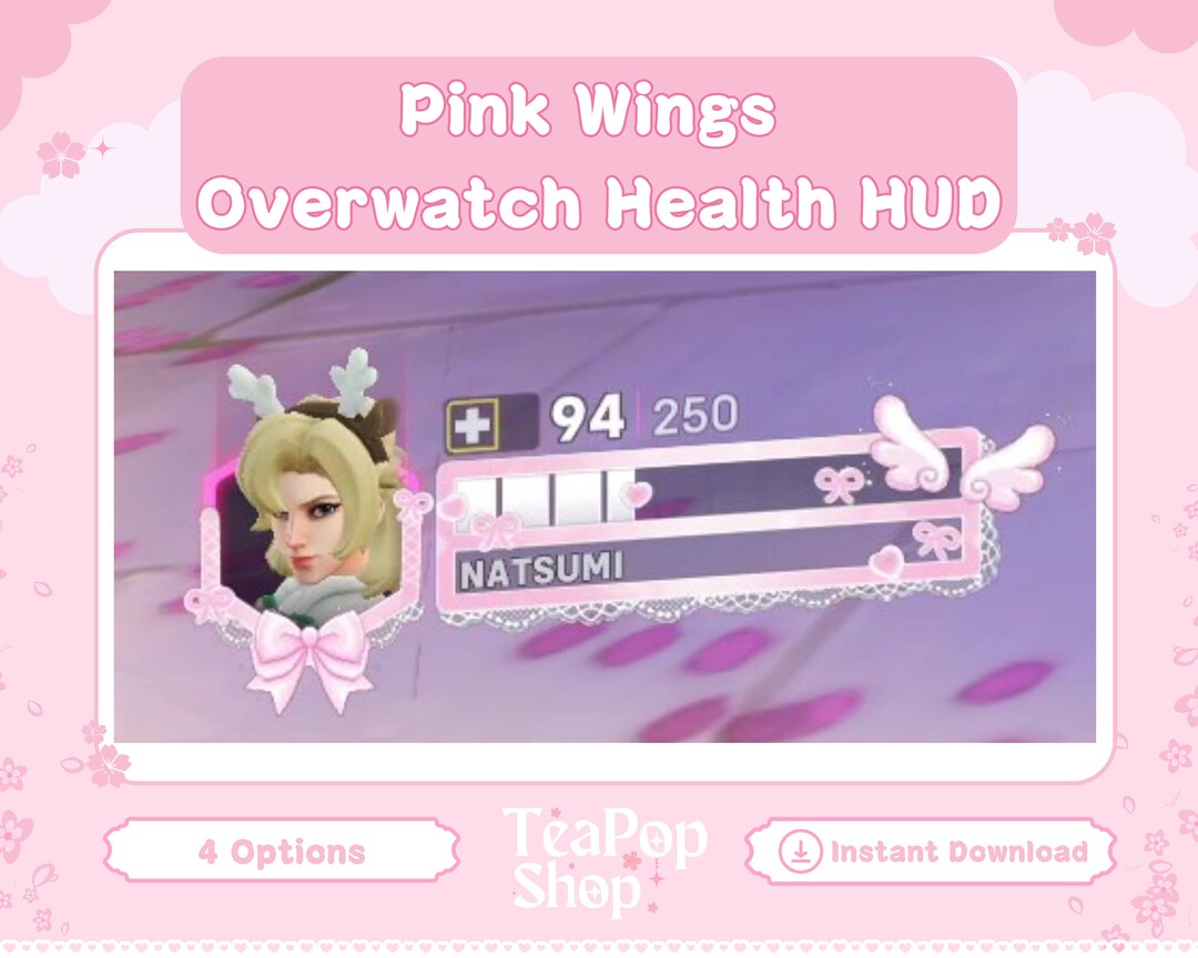 Pink Wings Mercy Health Bar User HUD Overwatch Overlay Twitch Overlay Mercy Twitch Overlay ...