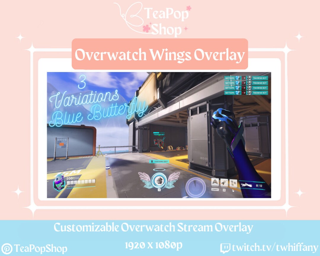 Blue Butterfly Wings Overwatch Overlay Customizable Twitch Overlay Blue ...