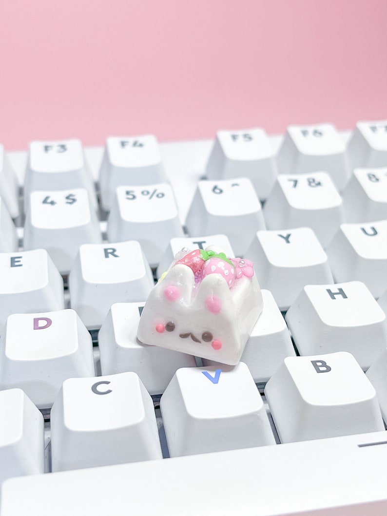 Strawberry Bunny Rabbit Artisan Handmade Keycap for Mechanical ...