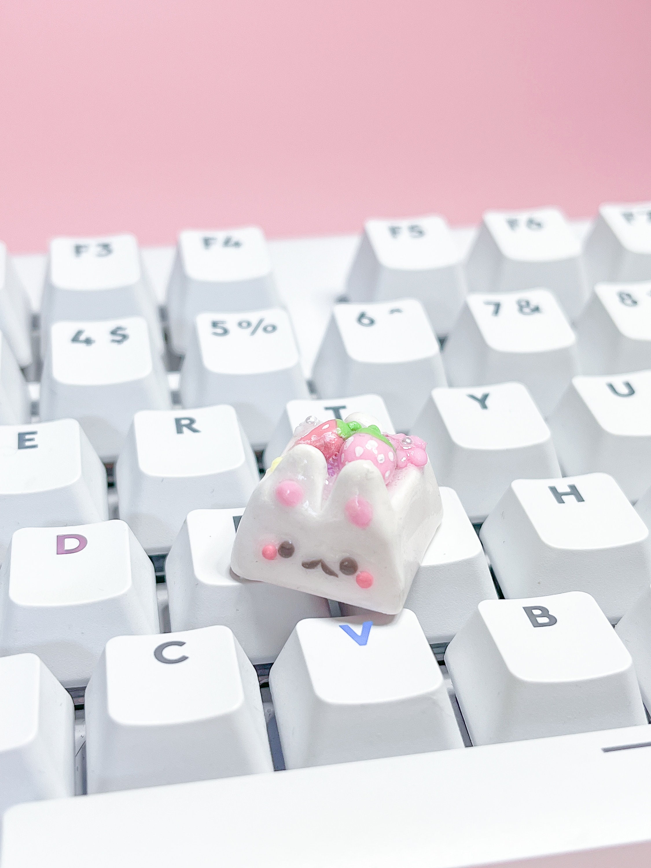 Strawberry Bunny Rabbit Artisan Handmade Keycap for Mechanical ...