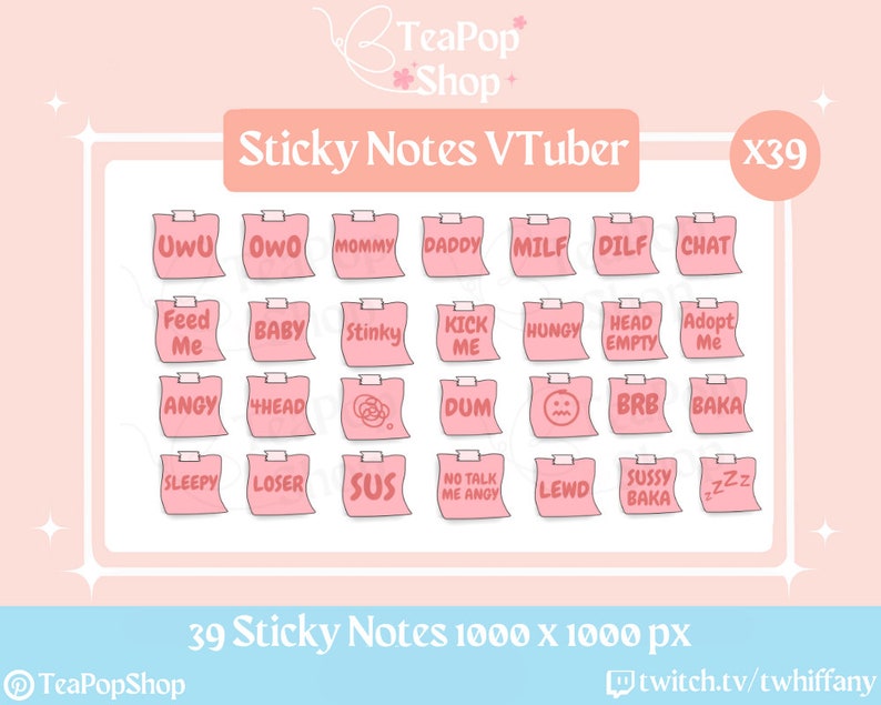 Pink Vtuber / Pngtuber Sticky Notes Package Funny Stream - Etsy Australia