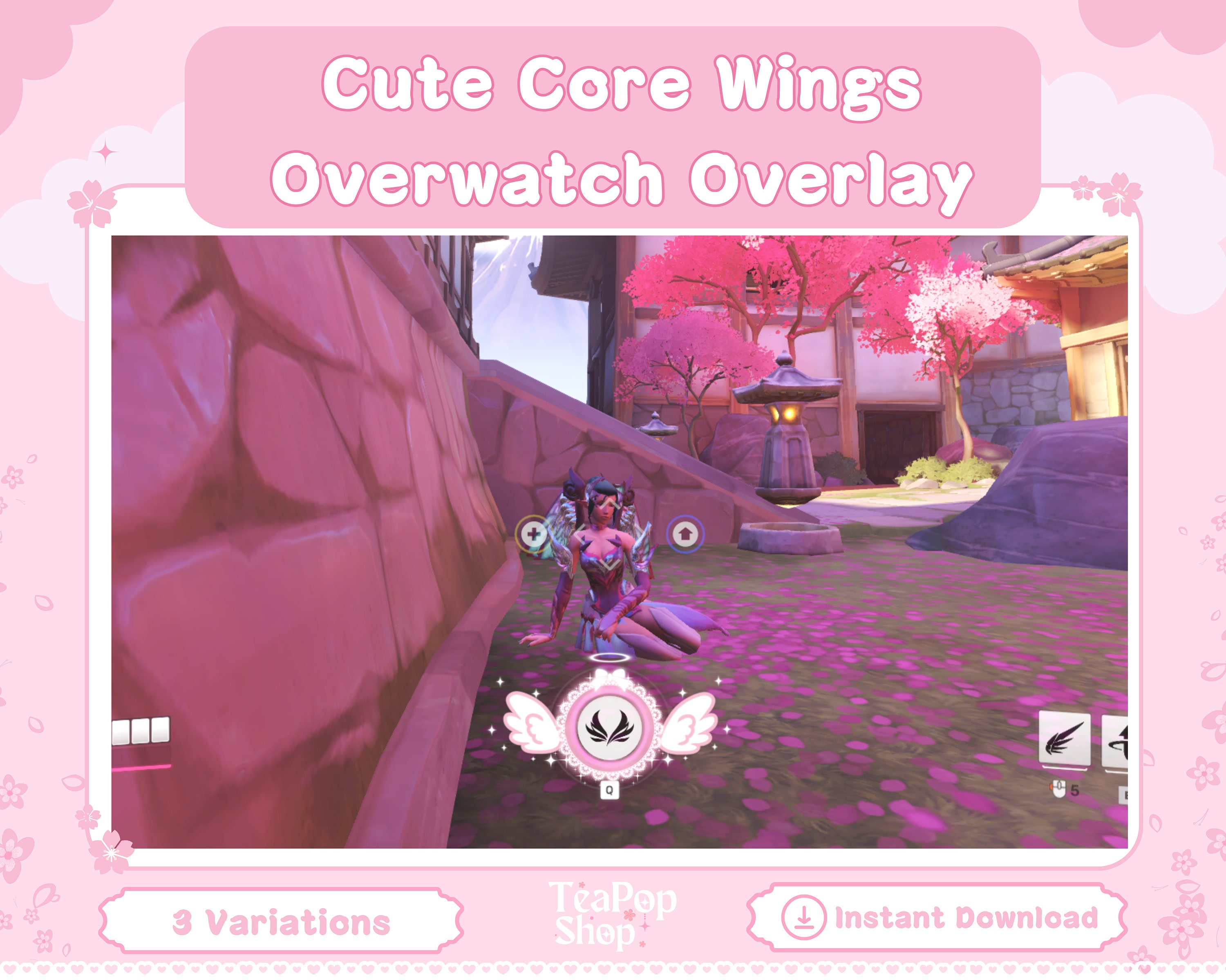 Cute Core Mercy Pink Angel Overwatch Overlay for Twitch Customizable Twitch Overlay Package ...