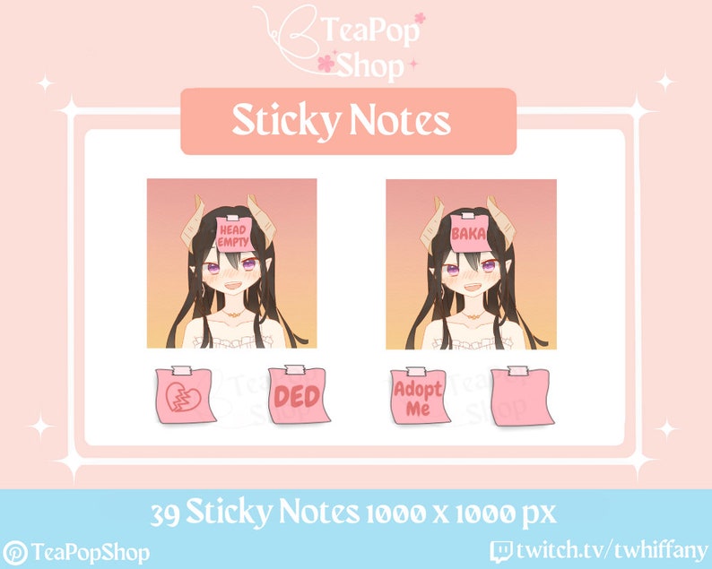 Pink Vtuber / Pngtuber Sticky Notes Package Funny Stream - Etsy Australia