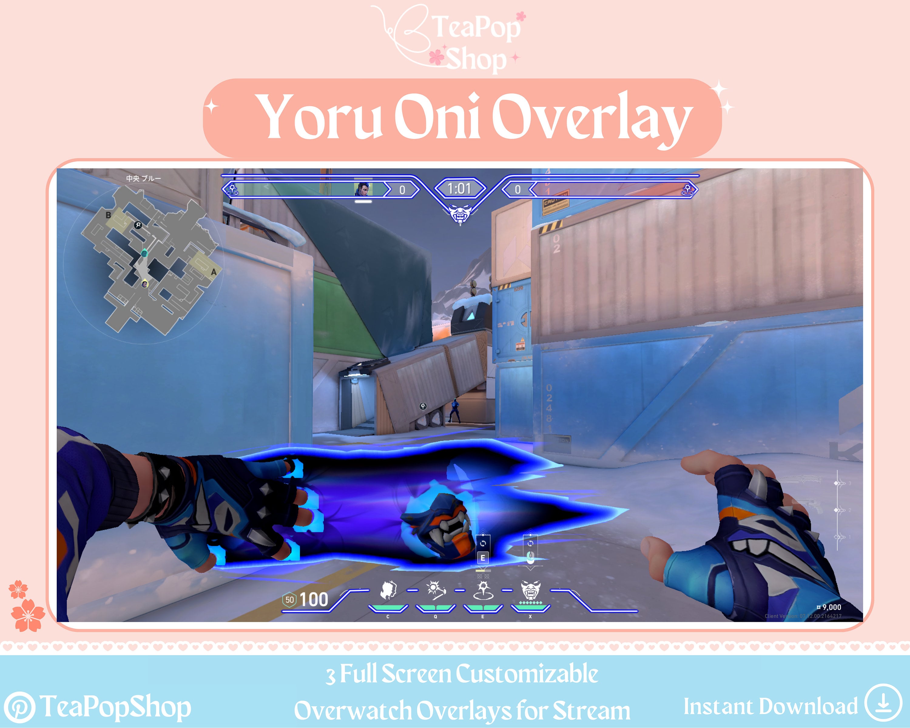 Yoru Oni Blue Valorant Overlay / HUD Personalizable / Valorant Jett ...