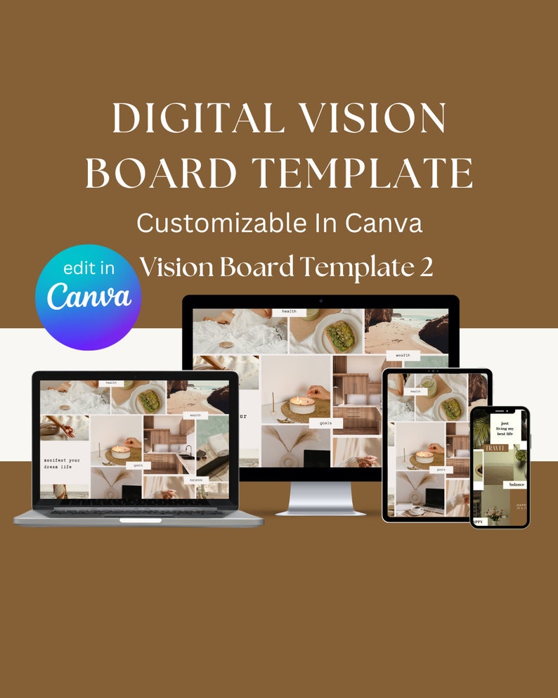 Vision Board Template Canva | Digital Dream Board | Manifestation ...