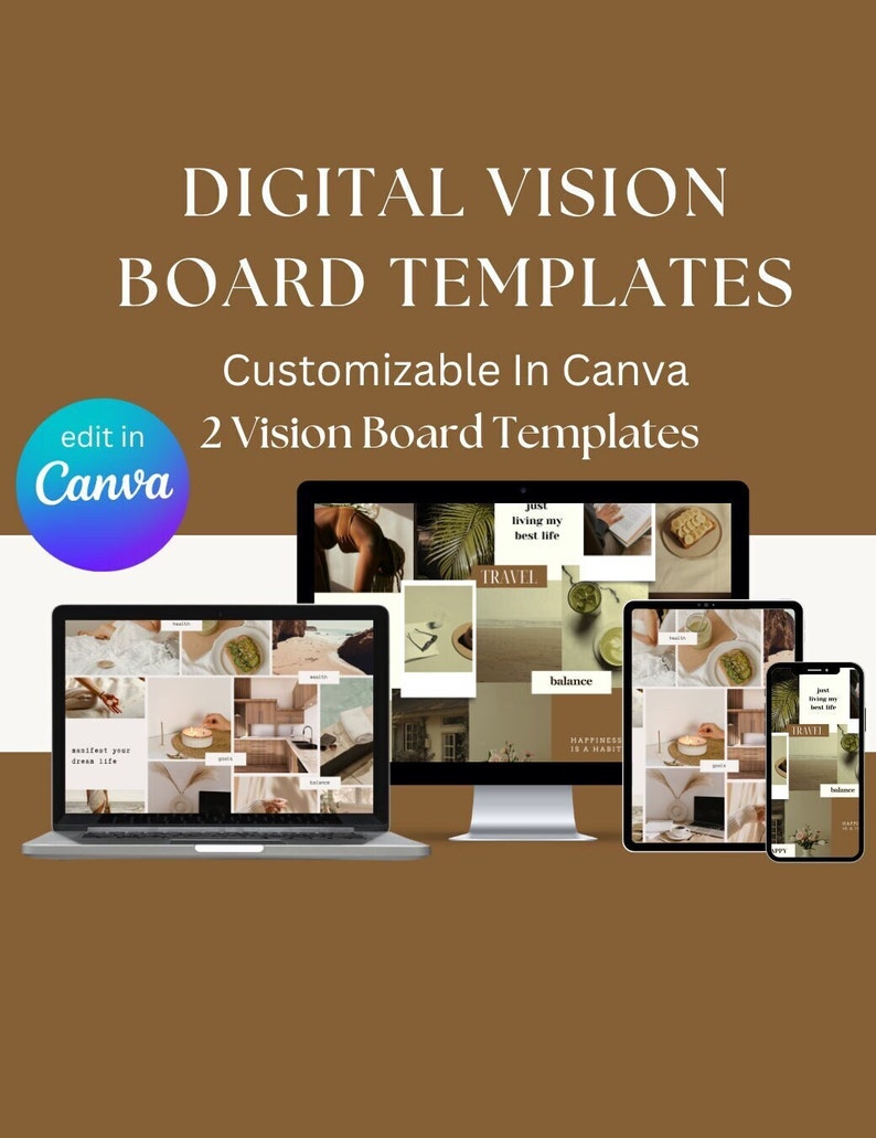Vision Board Template Canva | Digital Dream Board | Manifestation ...