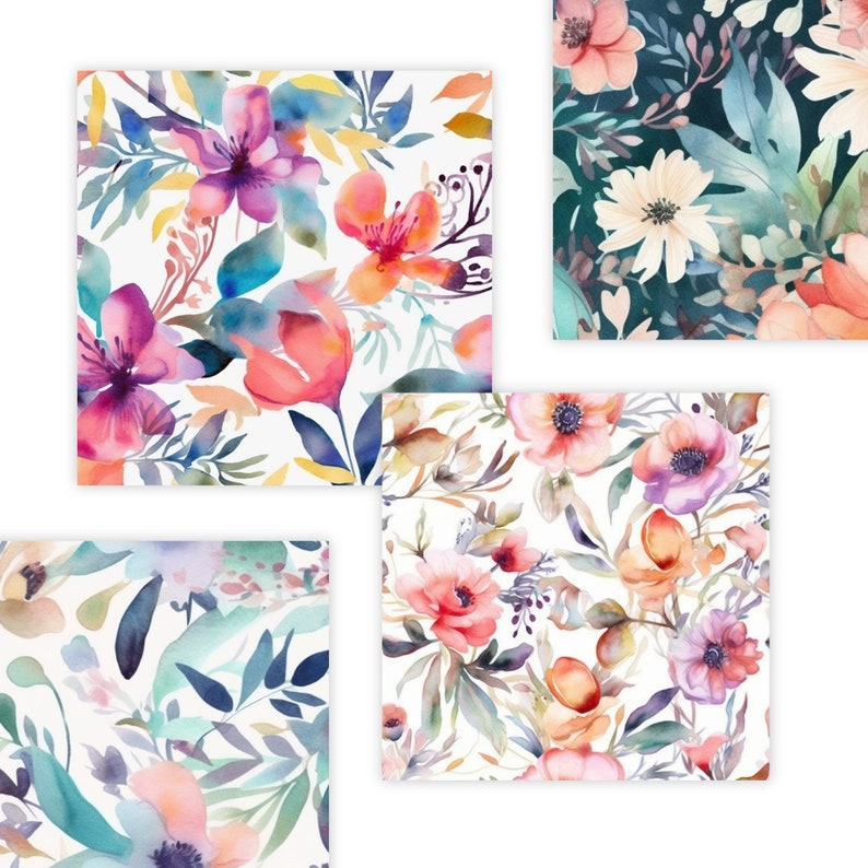 Flowers Digital Paper, Flowers Seamless Pattern, Floral Prints, Flowers ...