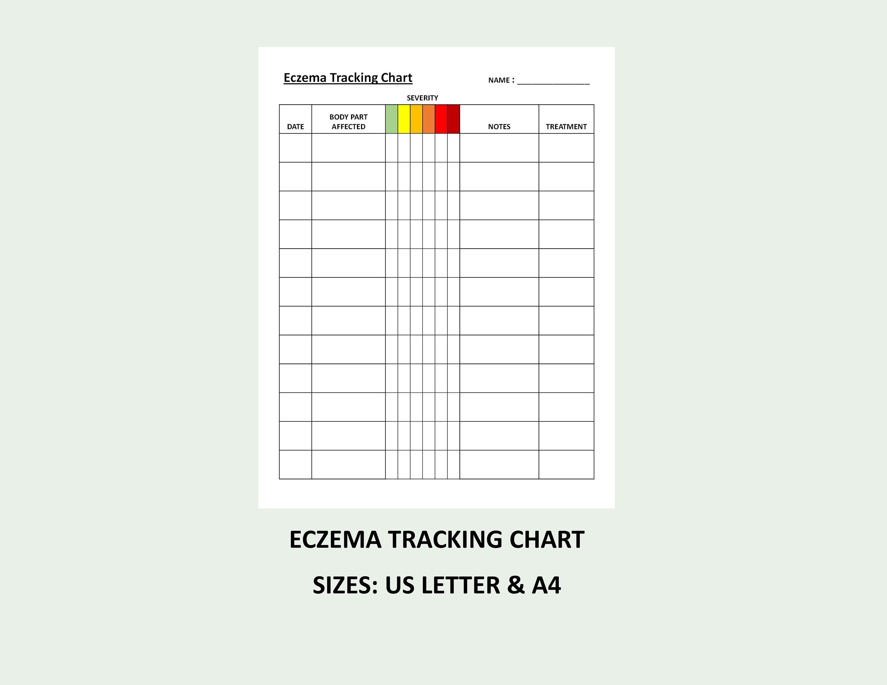 Eczema Tracking Chart Printable Journal | Etsy