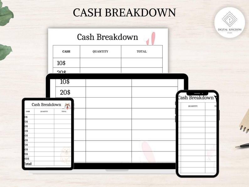 Cash Breakdown Sheet Printable Spending Tracker Cash - Etsy UK