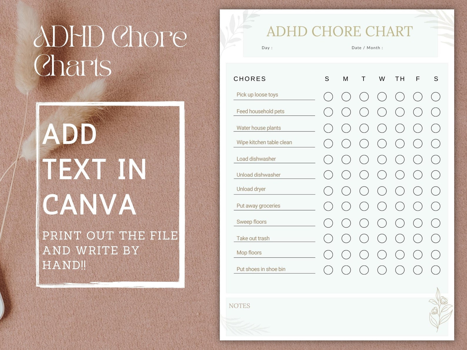 ADHD Chore Chart for Kids Adhd Planner Editable Chore Chart - Etsy