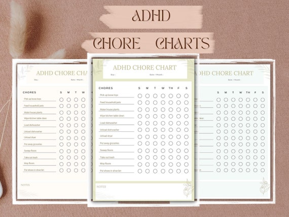 ADHD Chore Chart for Kids Adhd Planner Editable Chore Chart - Etsy