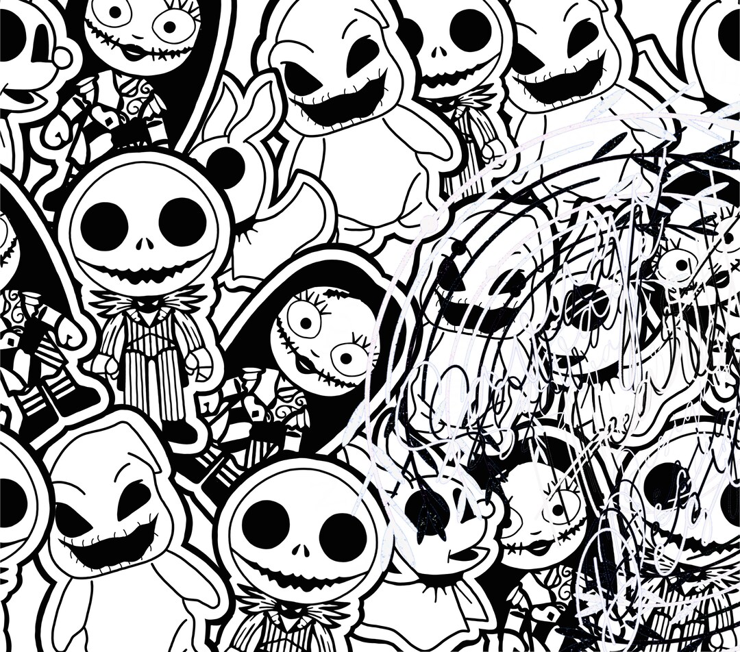 Seamless Nightmare Before Christmas Burst Tumbler Template - Etsy