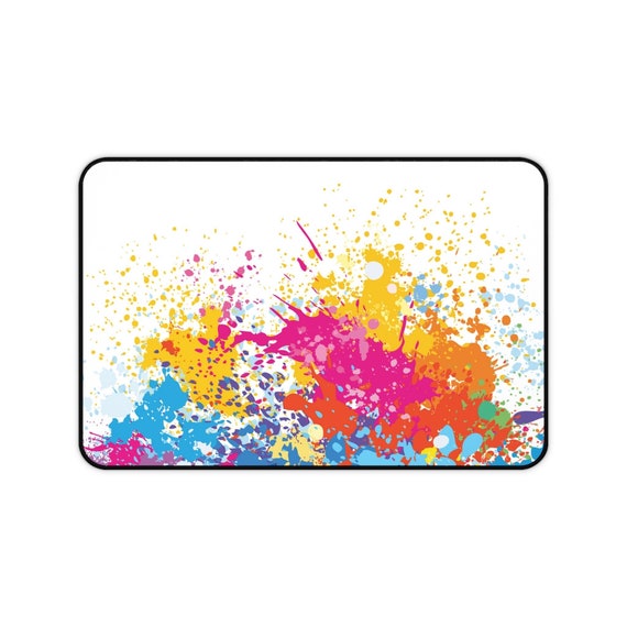Multicolor Paint Splatter Desk Mat 18 X 12 | Etsy