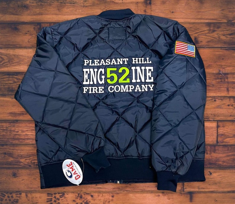 Firefighter Diamond Quilted Jackets- Embroidered - Etsy