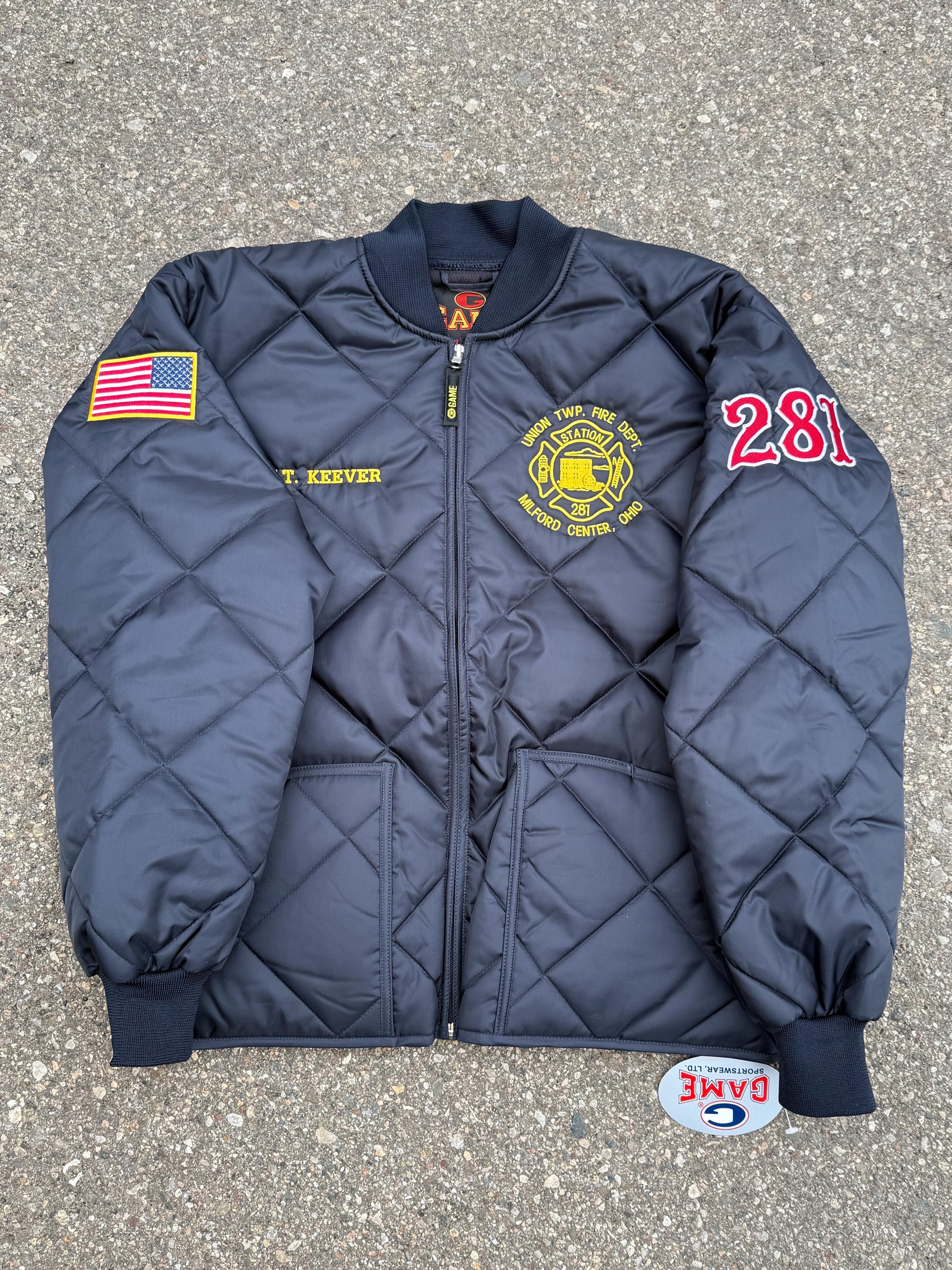Firefighter Diamond Quilted Jackets- Embroidered - Etsy
