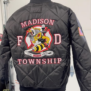 Firefighter Diamond Quilted Jackets- Embroidered - Etsy