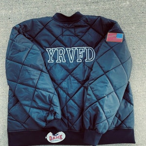 Firefighter Diamond Quilted Jackets- Embroidered - Etsy