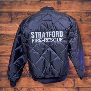 Firefighter Diamond Quilted Jackets Embroidered - Etsy