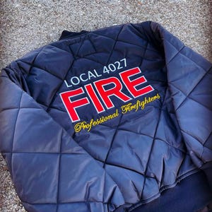 Firefighter Diamond Quilted Jackets- Embroidered - Etsy