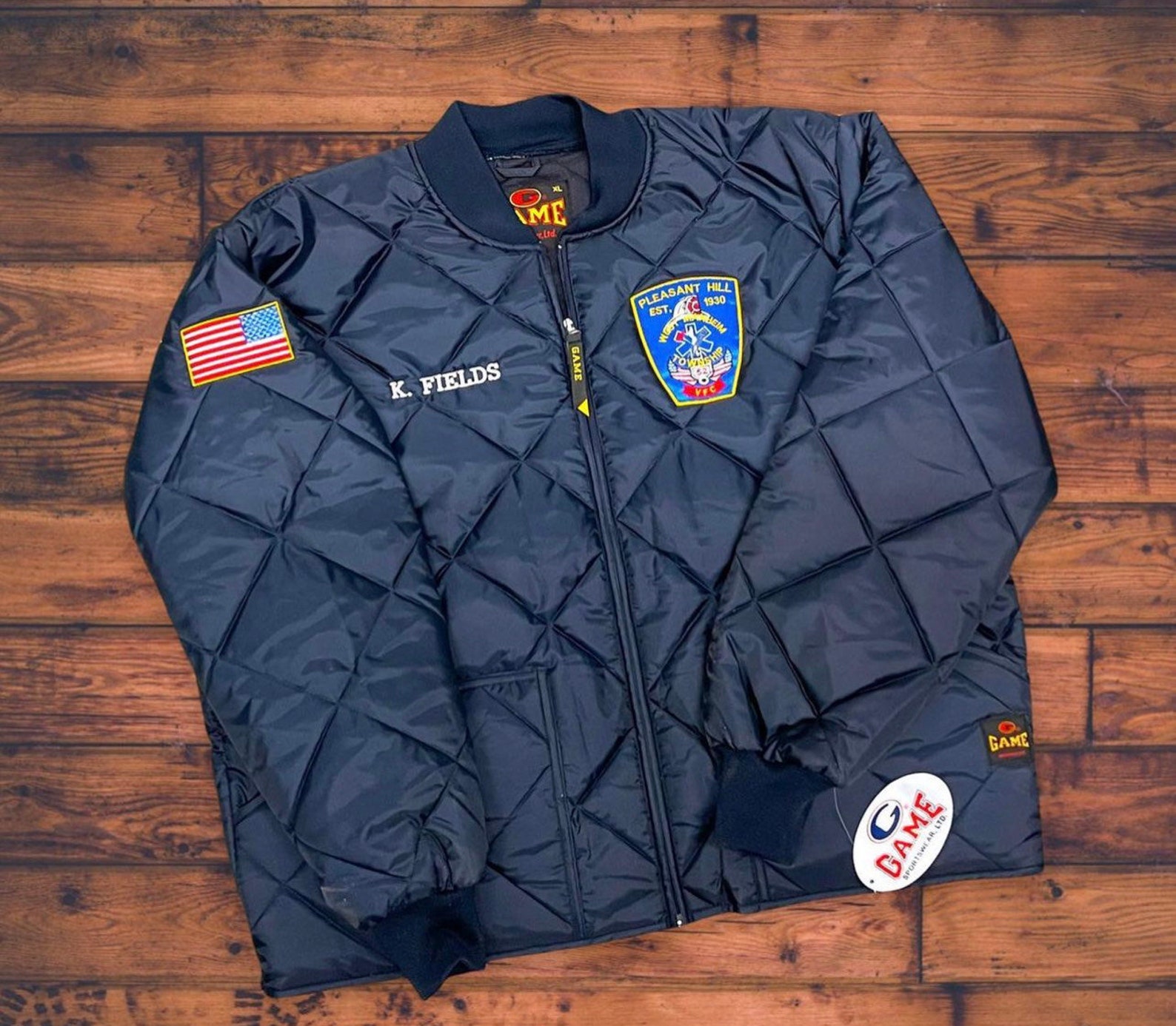 Firefighter Diamond Quilted Jackets Embroidered - Etsy