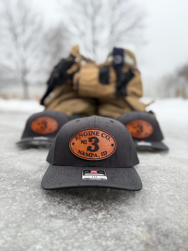 Fire Fighter Leather Patch Hats - Engine - Truck - Squad - Rescue ...