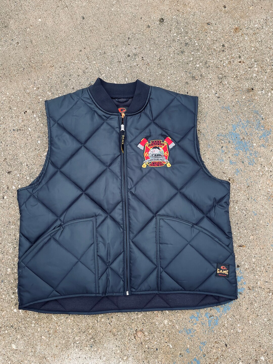 Firefighter Diamond Quilted Vest- Embroidered - Etsy