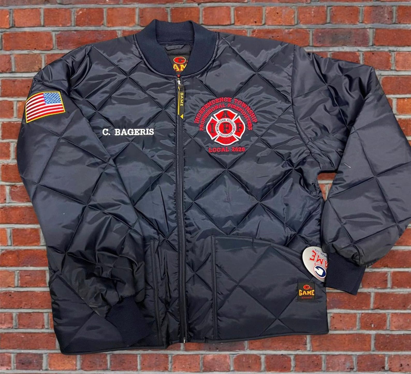 Firefighter Diamond Quilted Jackets Embroidered - Etsy