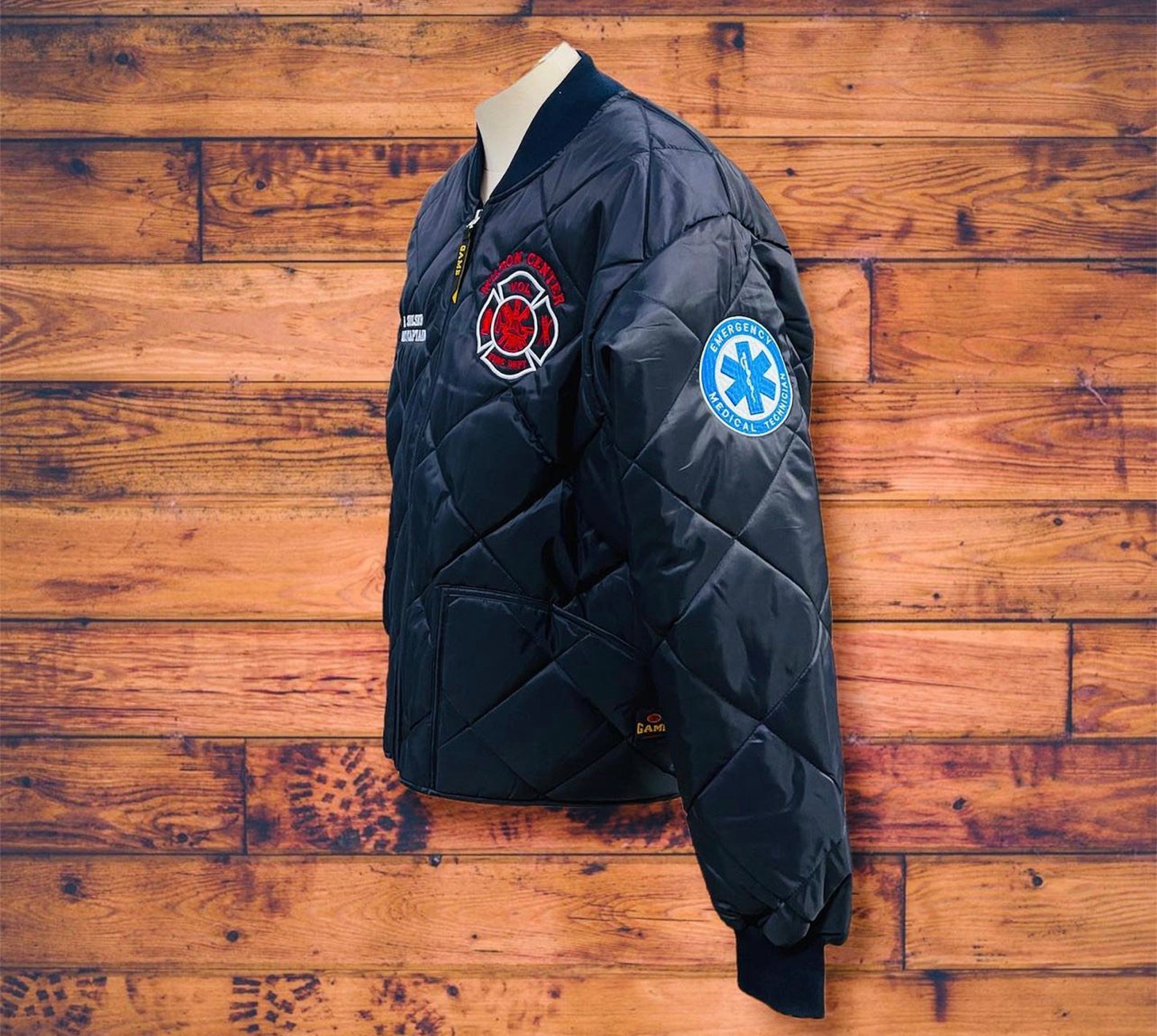Firefighter Diamond Quilted Jackets Embroidered - Etsy