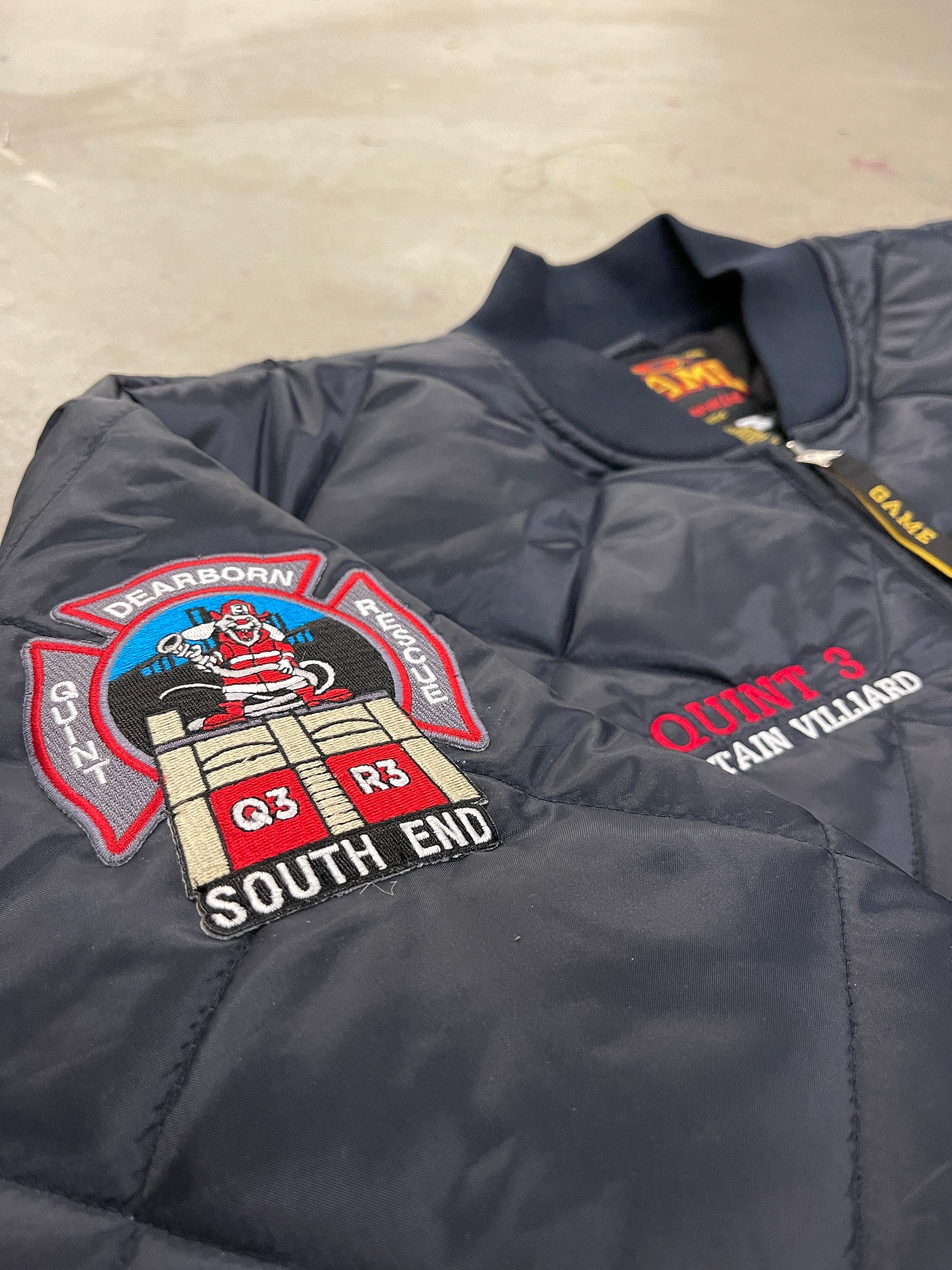 Firefighter Diamond Quilted Jackets- Embroidered - Etsy