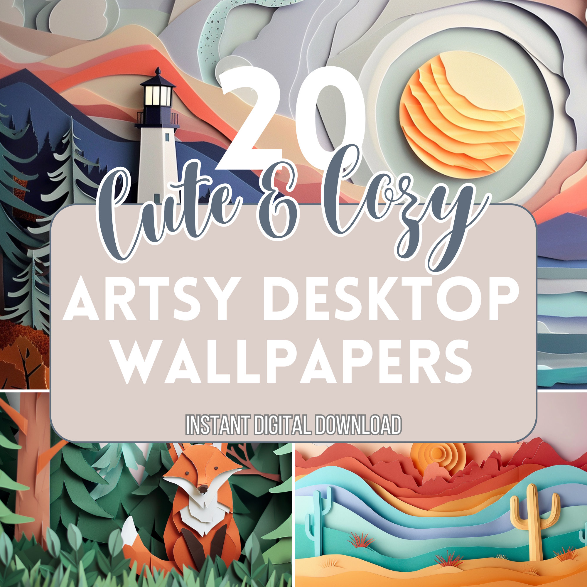 20 Cute & Cozy Nature Scene Wallpapers - Paper-style Artwork Computer ...