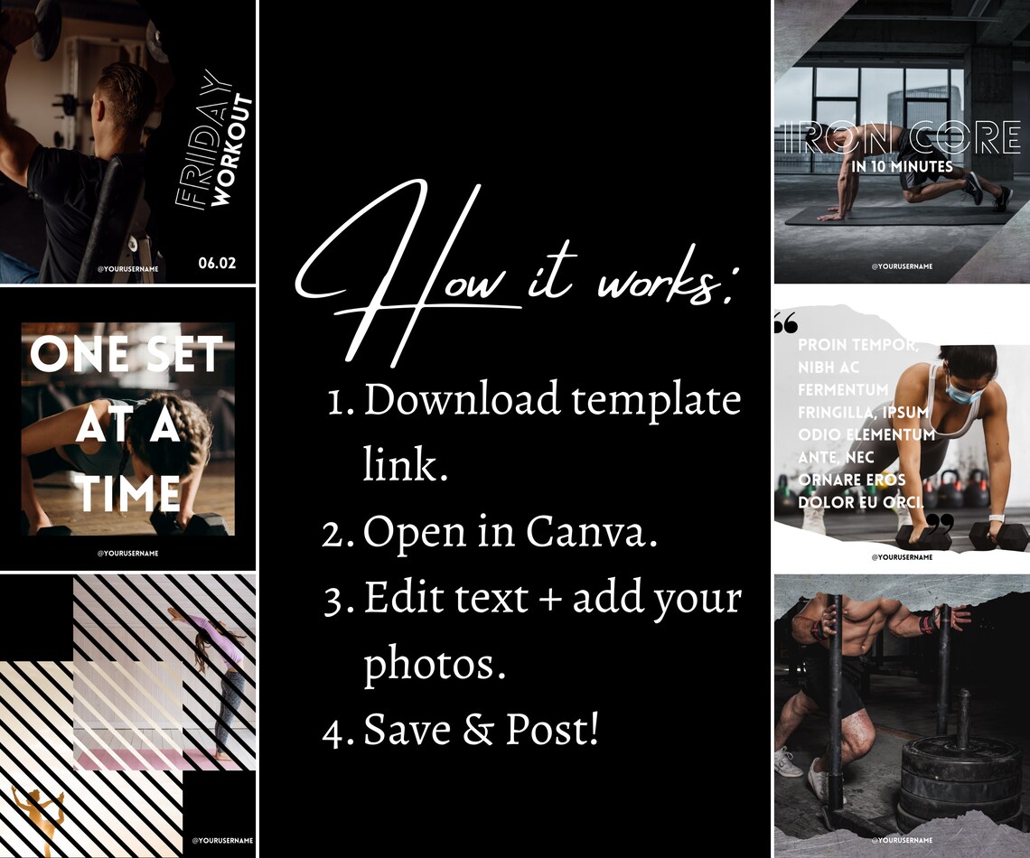 FITNESS INSTAGRAM TEMPLATE | Workout, Gym, Fitness, Modern Digital ...