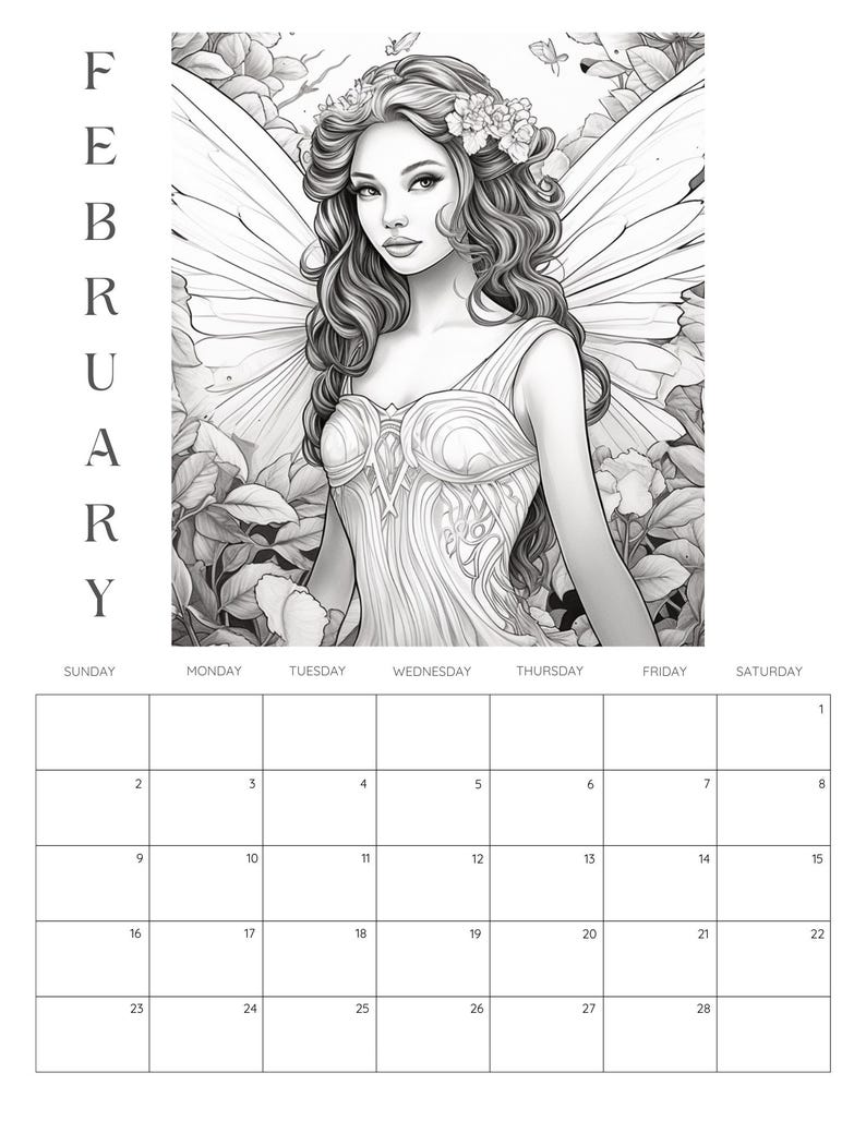 2025 Coloring Calendar Fairies - Etsy