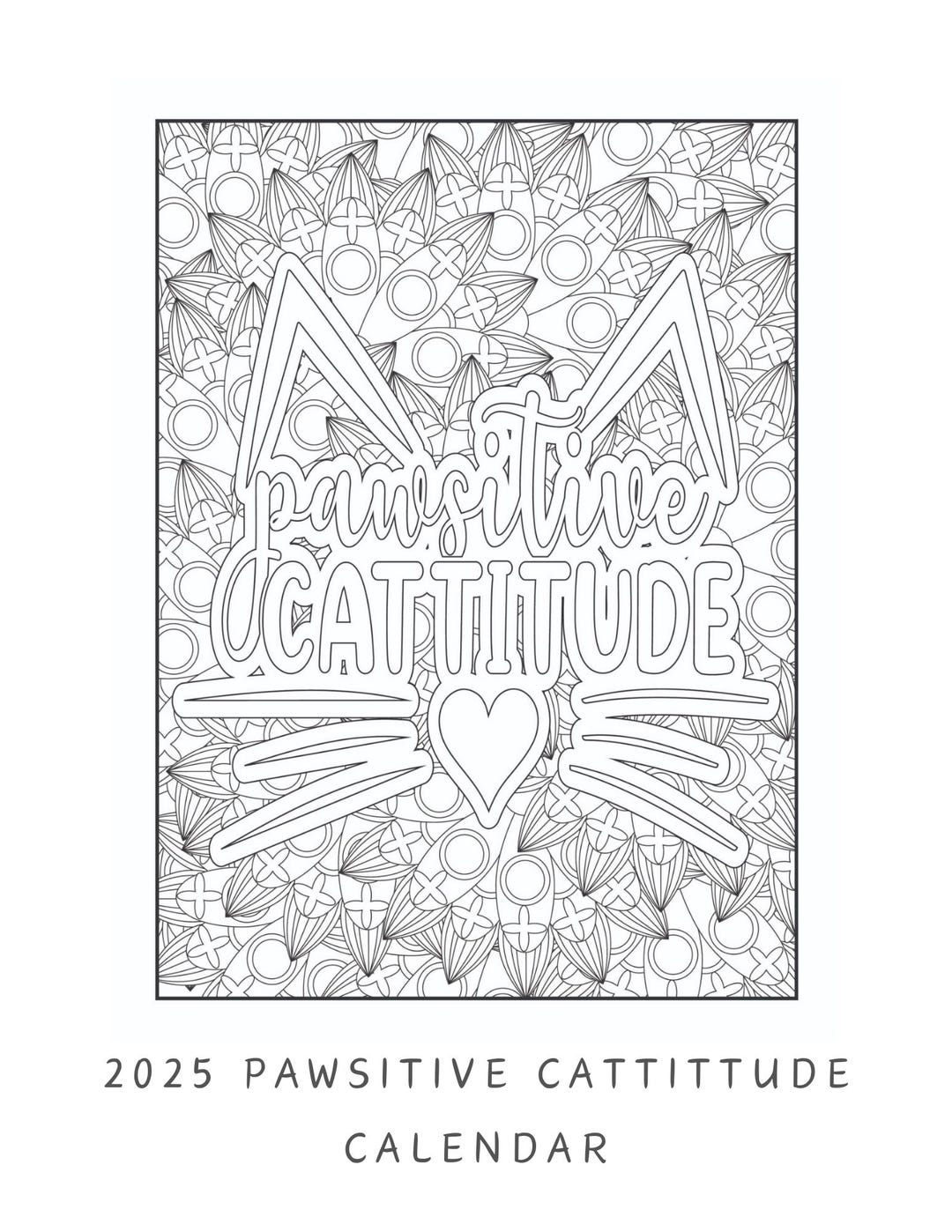 2025 Pawsitive Cattitude Coloring Calendar - Etsy