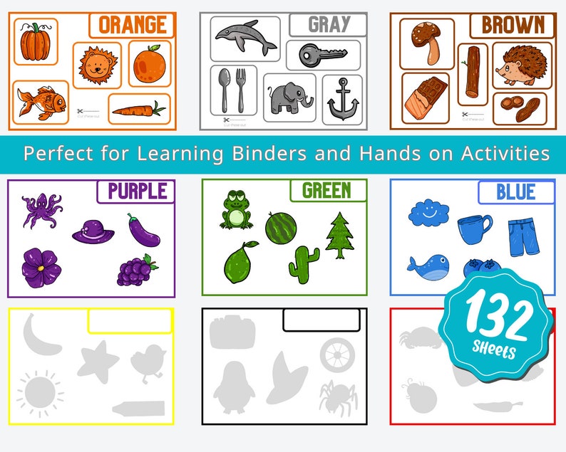 Color Matching Printable Color Sorting Visual Sheets Preschool Learning ...