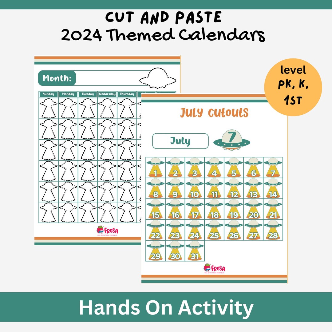 2024 Themed Calendar, Cut and Paste Hands on Activity, Spanish Calendar ...
