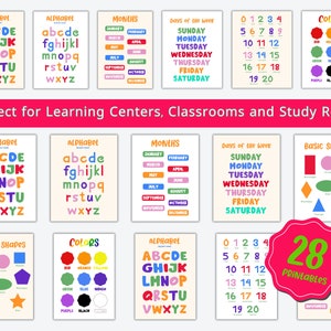 Classroom Printable Posters Colors Numbers Alphabet Days of the Week ...