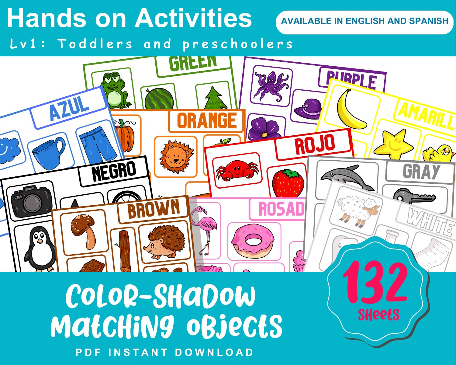 Color Matching Printable Color Sorting Visual Sheets Preschool Learning ...