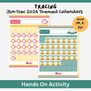 Jun-dec 2024 Themed Calendar, Tracing Hands on Activity, Spanish ...