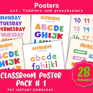 Classroom Printable Posters Colors Numbers Alphabet Days of the Week ...