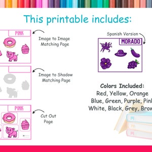 Color Matching Printable Color Sorting Visual Sheets Preschool Learning ...