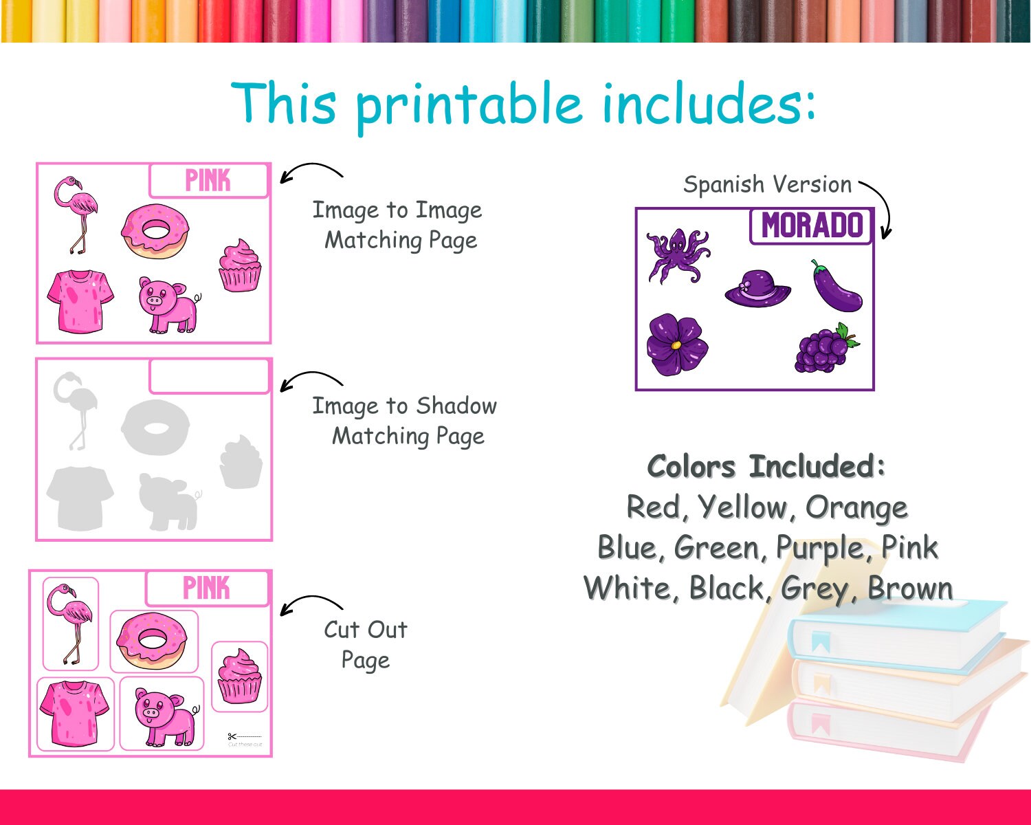 Color Matching Printable Color Sorting Visual Sheets Preschool Learning ...