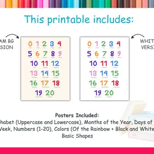 Classroom Printable Posters Colors Numbers Alphabet Days of the Week ...