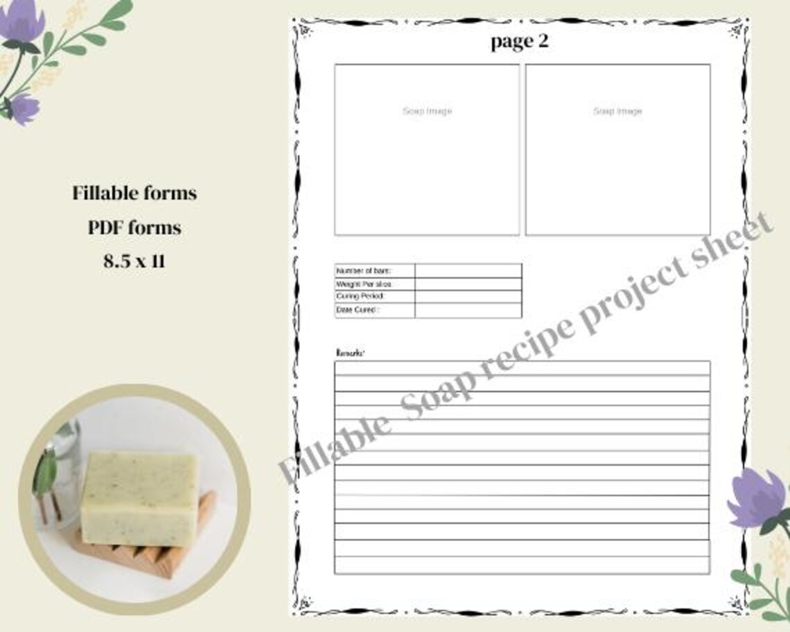Fillable Printable Blank Soap Recipe Sheet/soap Making Recipe Planner ...