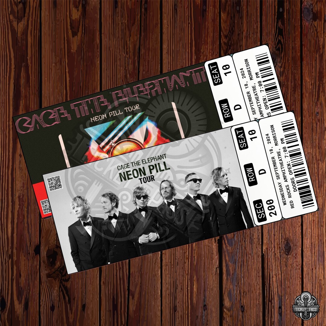 Printable Cage the Elephant Ticket Neon Pill Tour Personalized Music Concert Show Surprise Gift ...