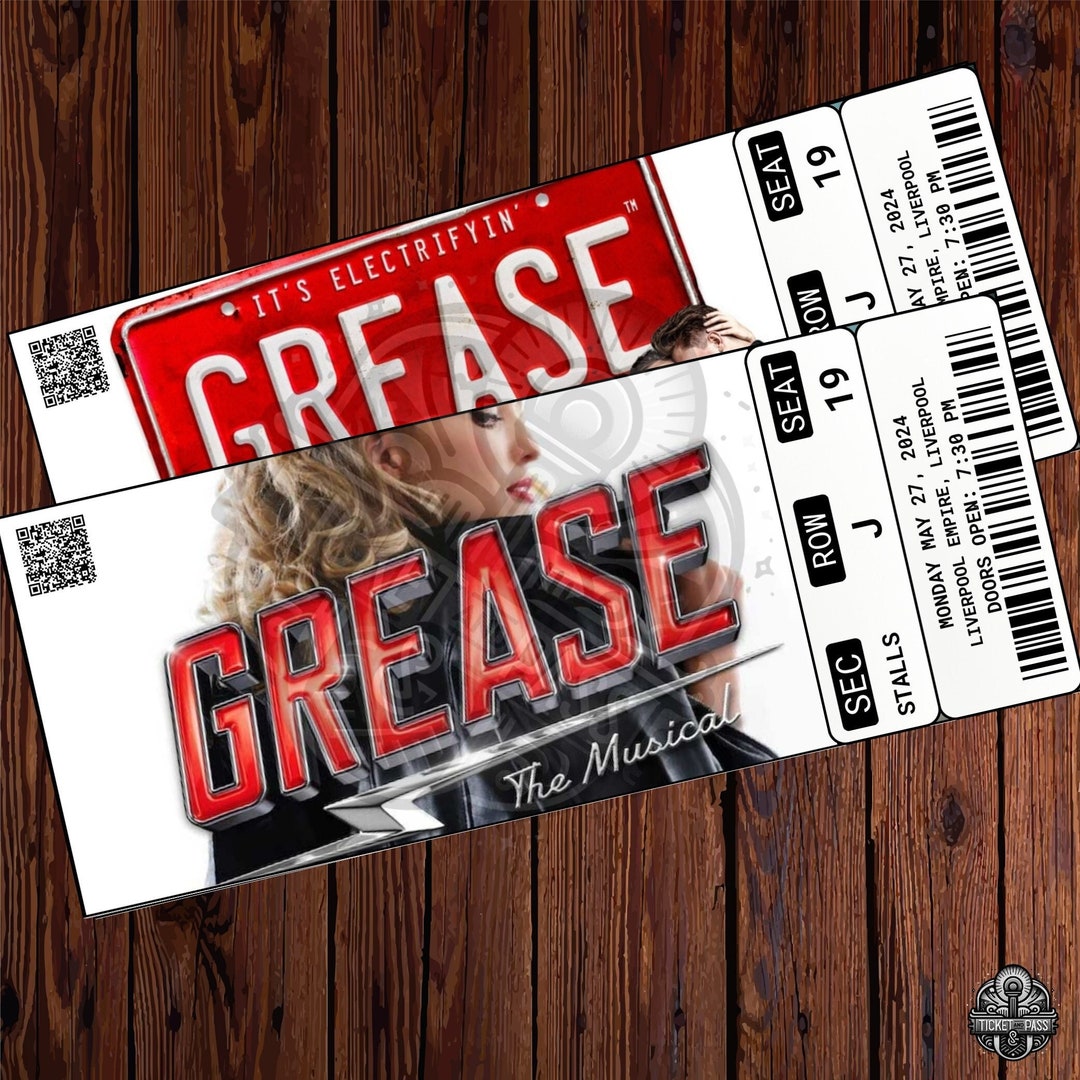 Printable GREASE Broadway Surprise Ticket,editable Musical Theatre Faux ...
