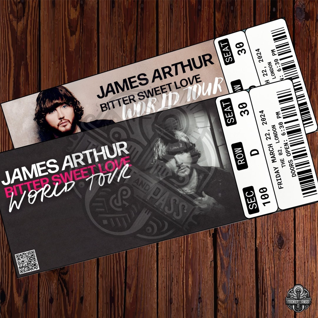 Printable James Arthur Ticket,world Tour 2024 Concert Show Pass ...