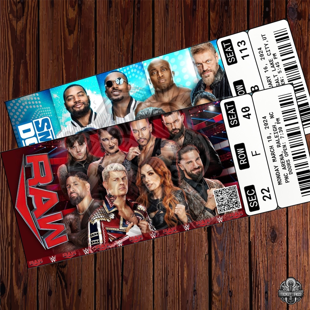 Printable WWE Ticket,raw Ticket,smackdown Ticket,2024 Wrestling Show ...