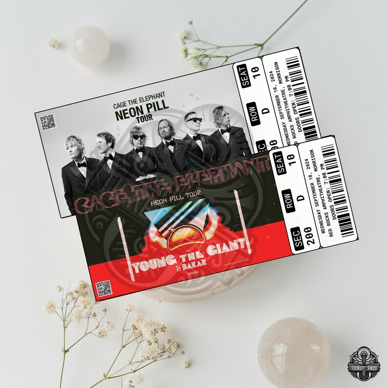 Printable Cage the Elephant Ticket Neon Pill Tour Personalized Music ...